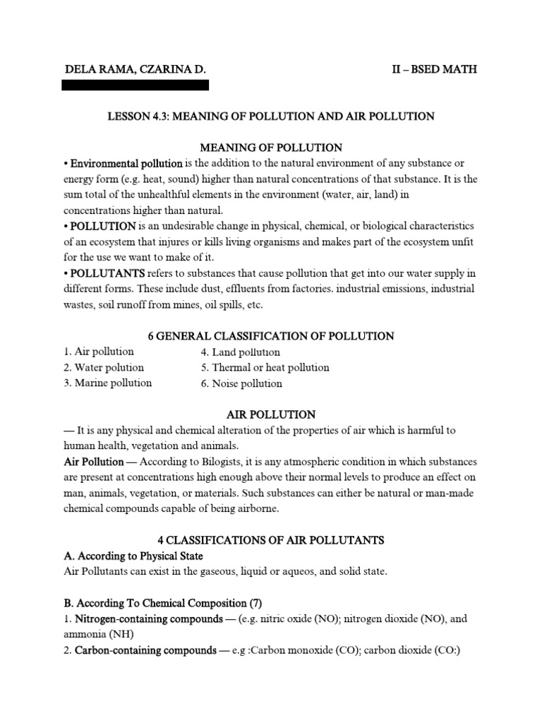 Lesson 4.3 Environmental Science | PDF | Combustion | Air Pollution