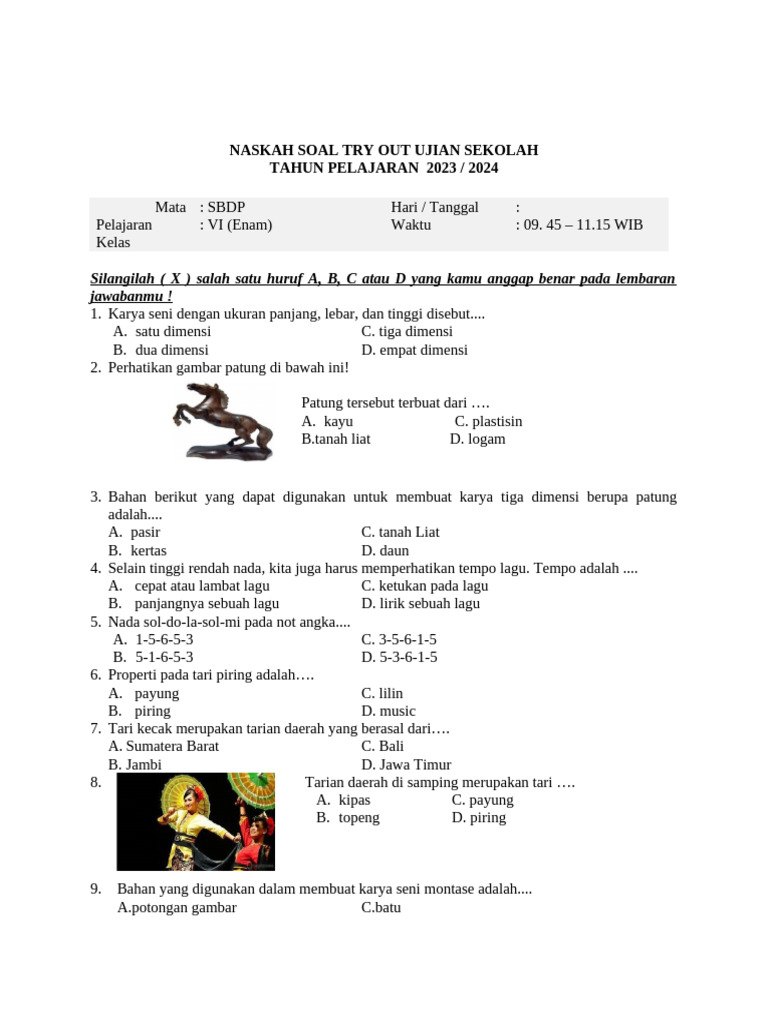 Soal Tray Out SBDP | PDF