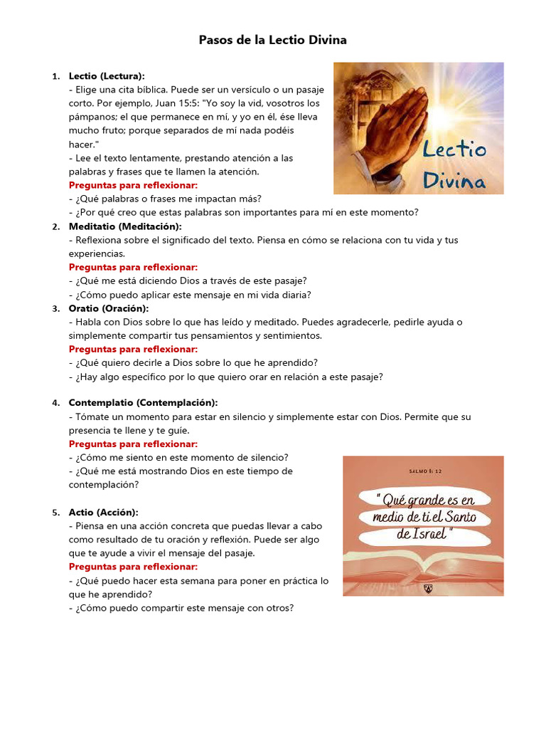 Pasos de la Lectio Divina | PDF | Pascua de Resurrección | Adoración ...