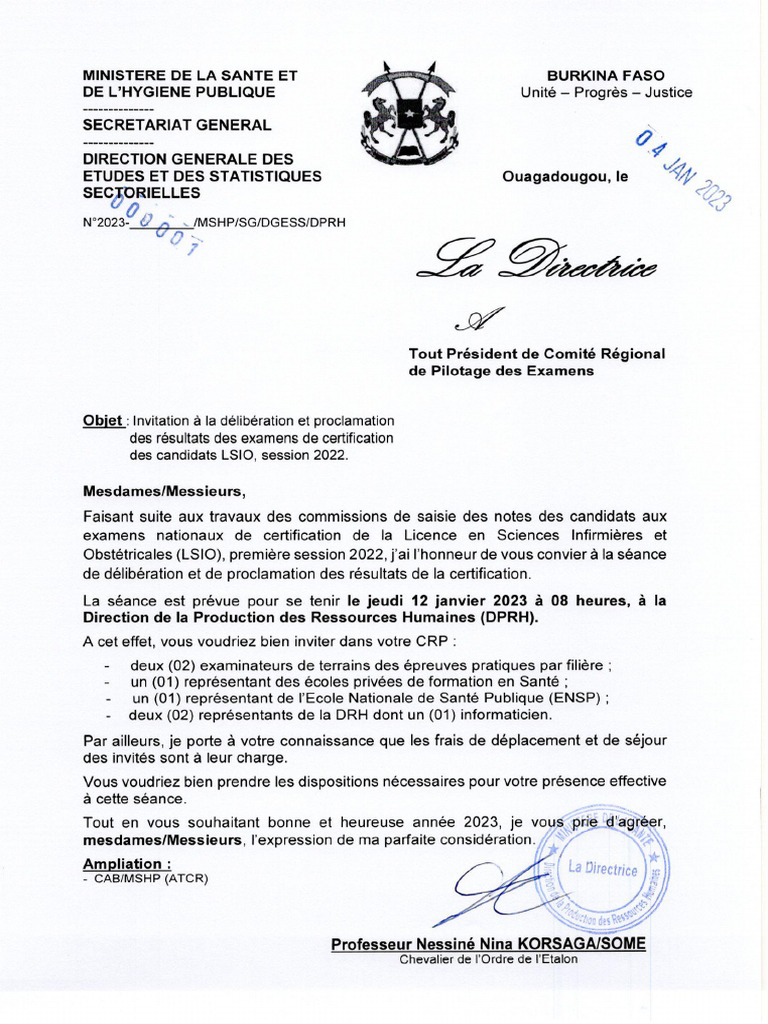 Lettre Invitation Proclamation Lsio 2022 | PDF