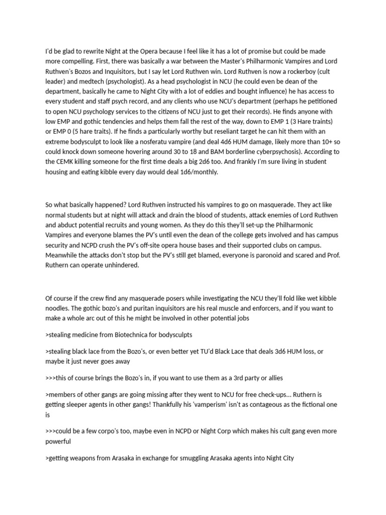 NIght at The Opera Notes | PDF | The Vampyre | Dracula