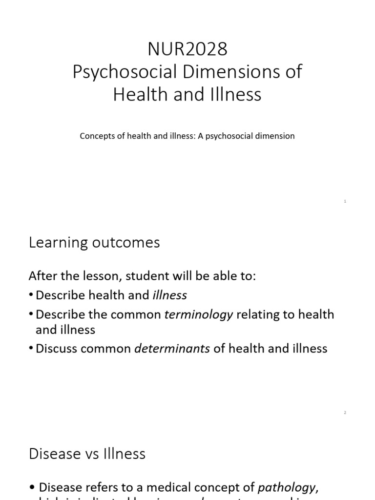 L1 Psychosocial Dimensions of Health and Illness | PDF | Liberal Arts ...