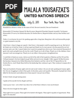 Malala Yousafzai 16th Birthday Speech at The United Nations | PDF ...