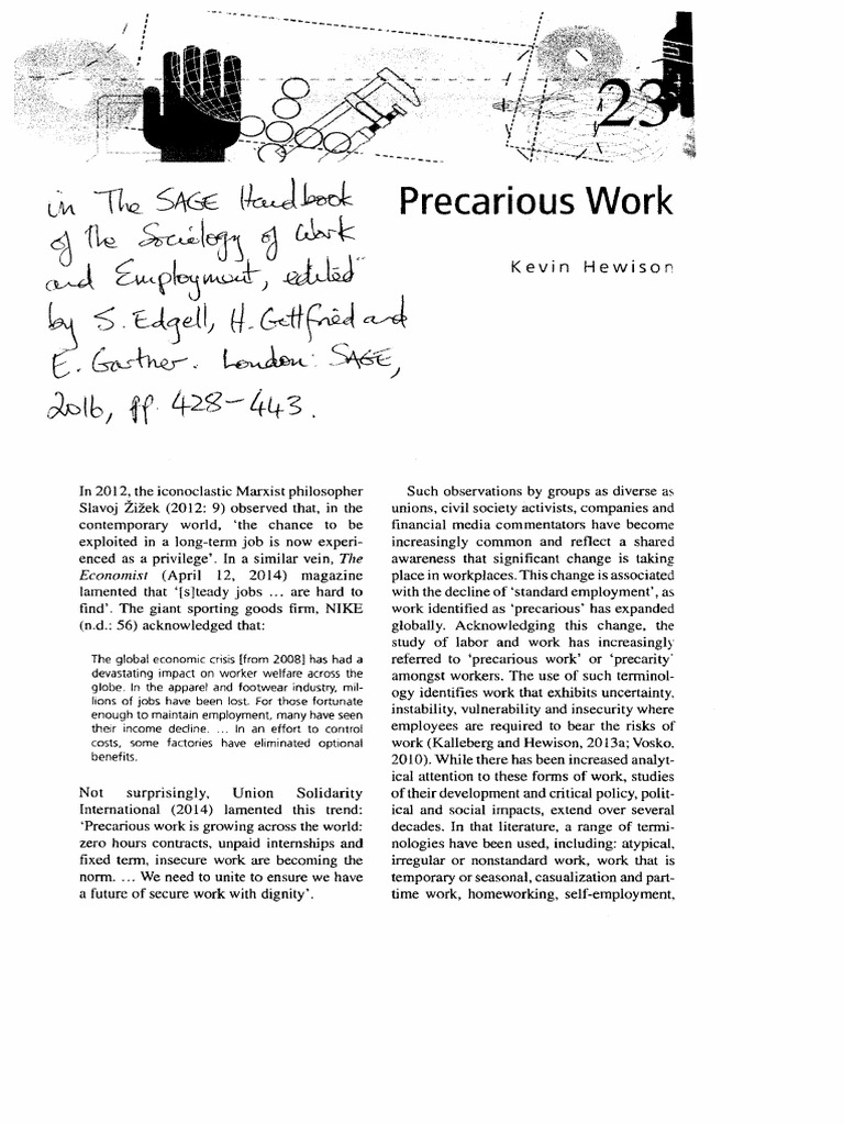 Hewison 2016 Precarious Work | PDF | Employment | Labour Economics