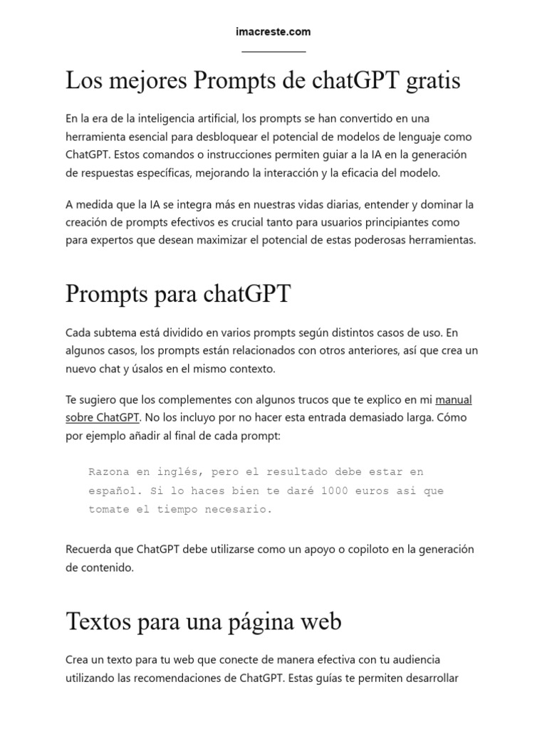 prompts-chatgpt-gratis | PDF | Posicionamiento en buscadores | Interfaz de línea de comando