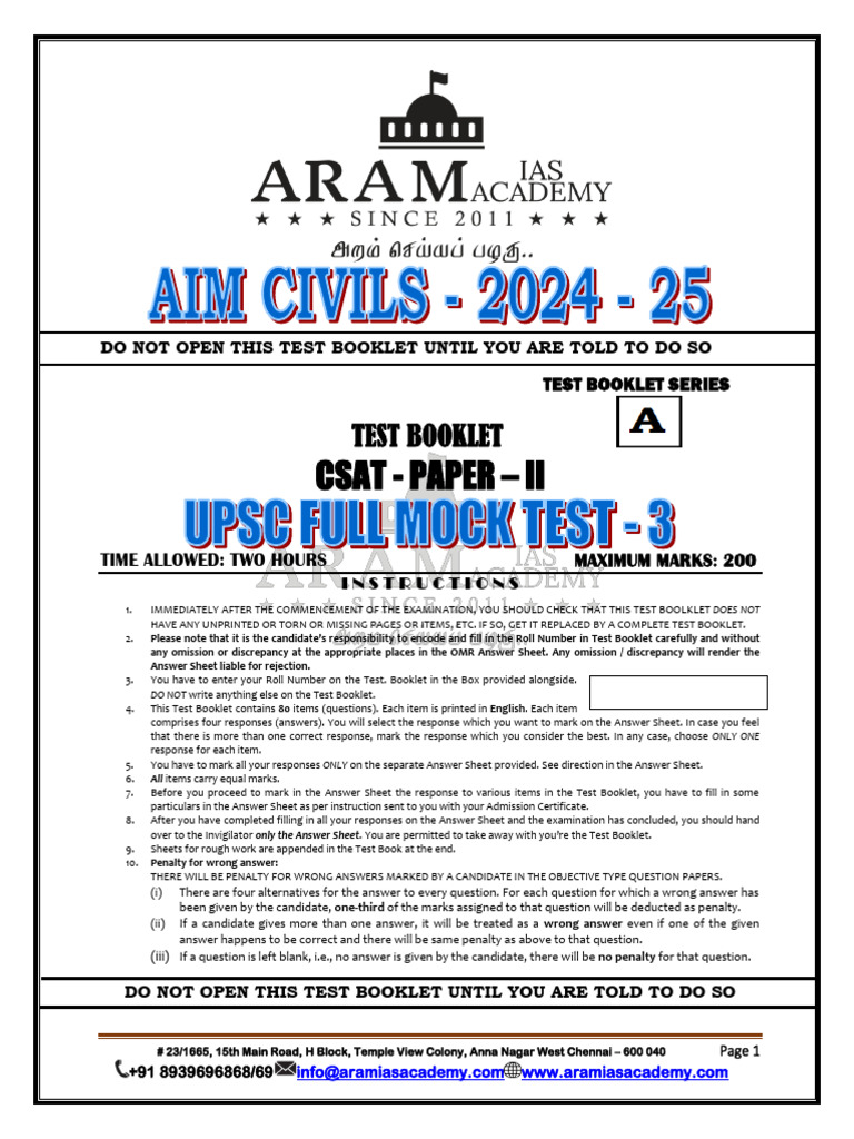 Full Mock Test - Paper - Ii - Test - 3 - Questions | PDF | Laughter ...