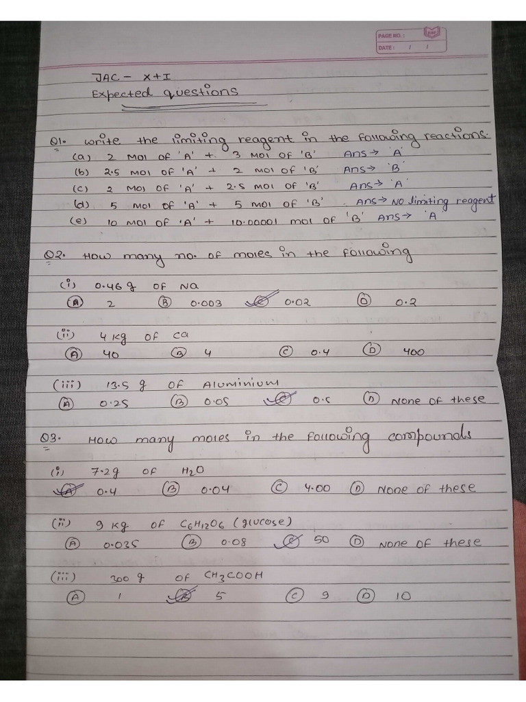 Expected Questions (Class11) | PDF