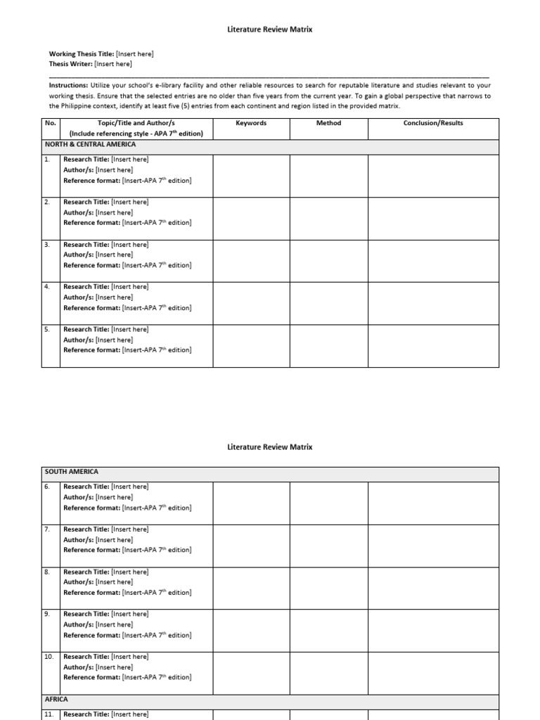 (2B) Template - Literature Review Matrix | PDF