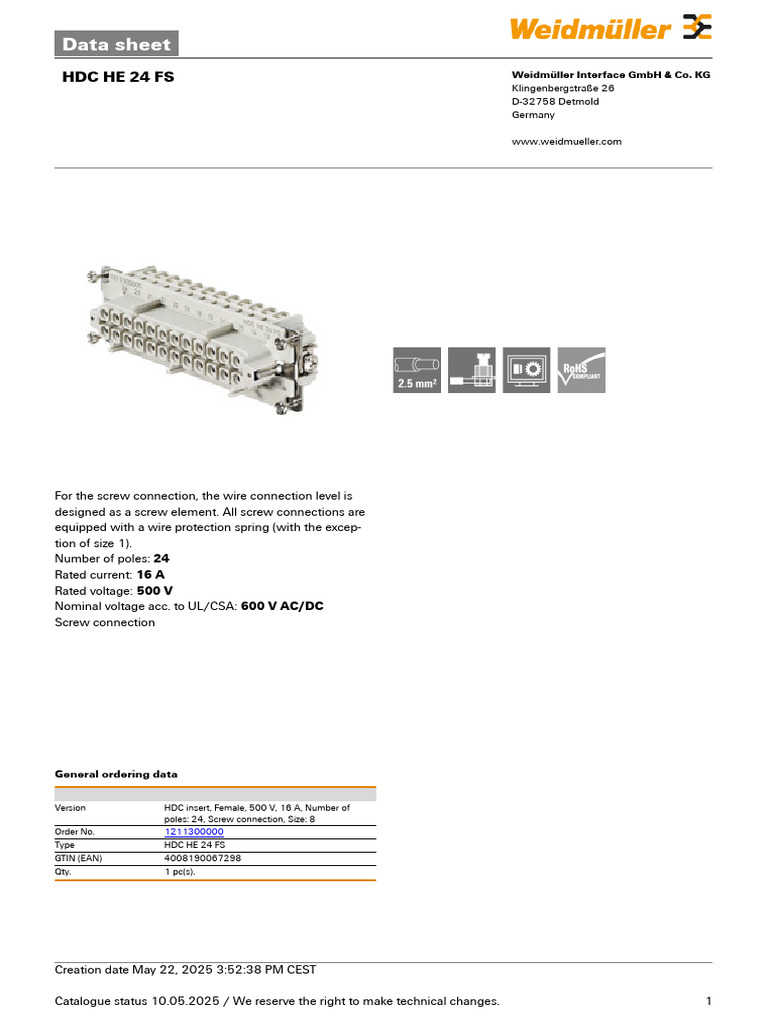 HDC HE 24 FS en | PDF | Screw | Wire