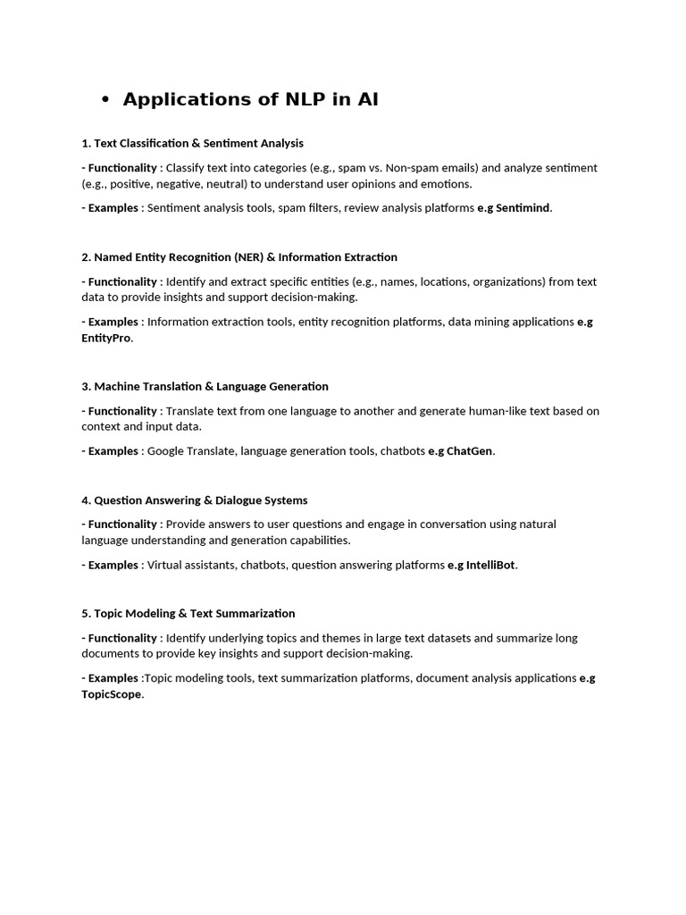 Applications of NLP in AI | PDF