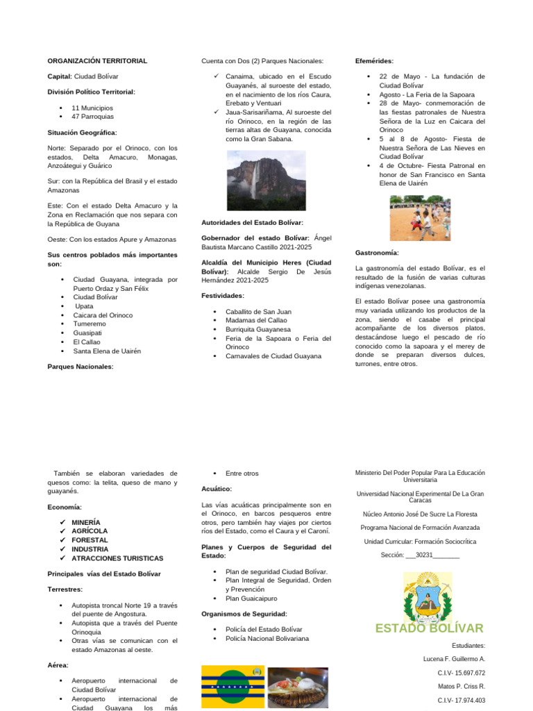 Triptico Estado Bolivar | PDF