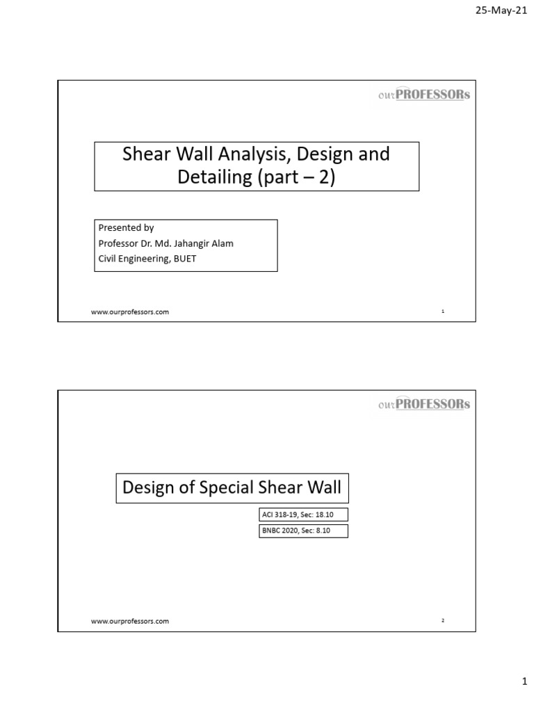 Shear Wall Design and Analysis Guide | PDF | Beam (Structure) | Bending