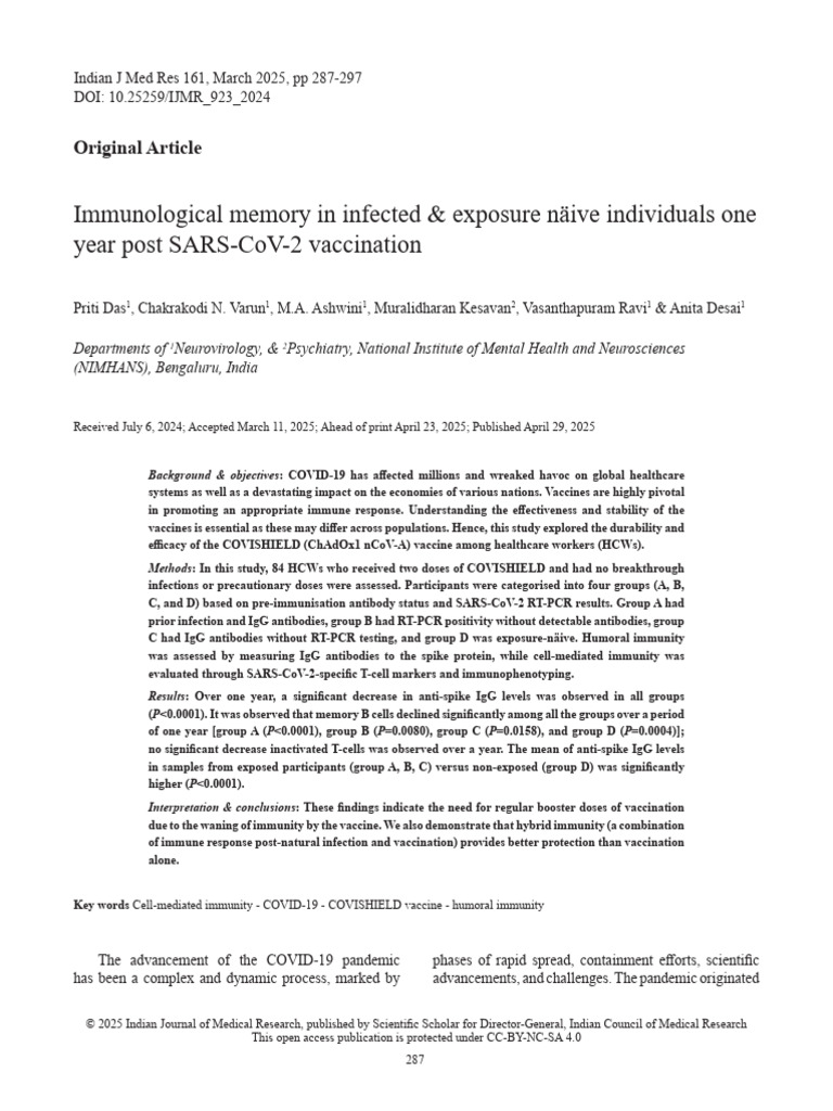 Immunological Memory in Infected & Exposure Näive Individuals One Year Post SARS-CoV-2 ...