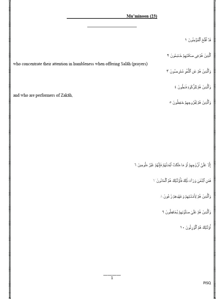 Isl-10-Surah Mu'minoon-SLOBased Sample Questions | PDF | Prophets And Messengers In Islam ...