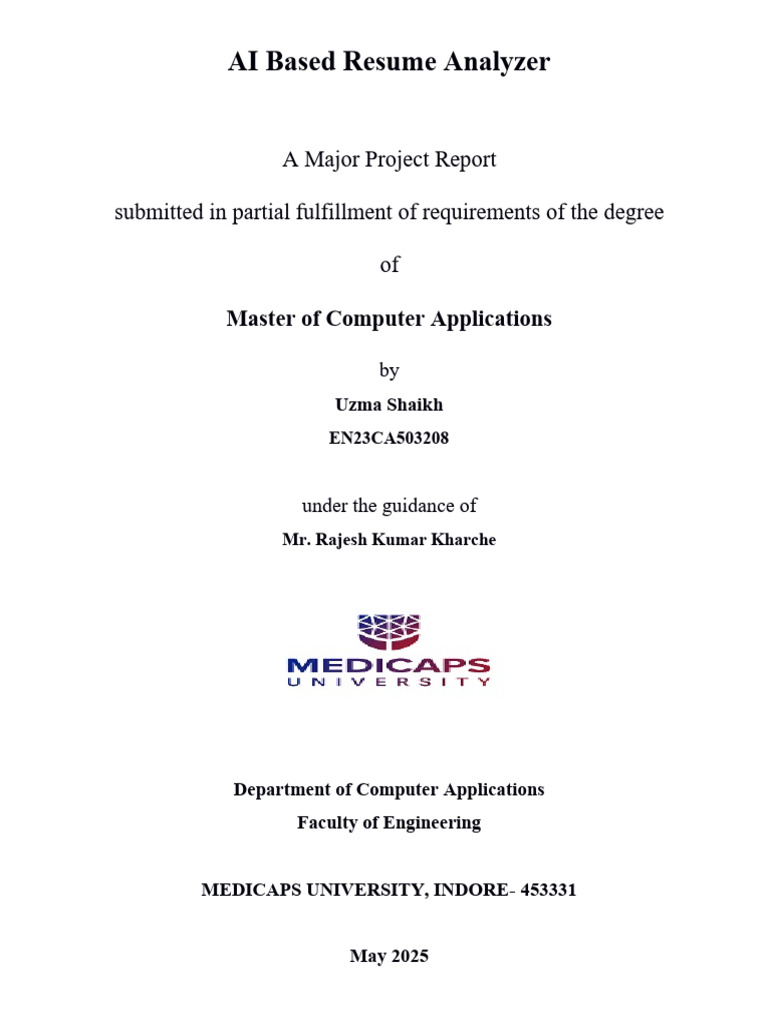 MCA Project Report Format - MU - 2025 - 17042025 | PDF | Artificial Intelligence | Intelligence ...