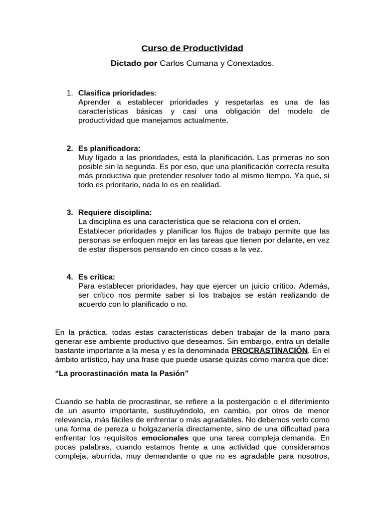Curso de Productividad | PDF | Motivacional | Motivación