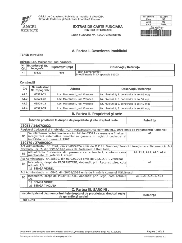 Extras Carte Funciara Si Nomenclator Stradal | PDF
