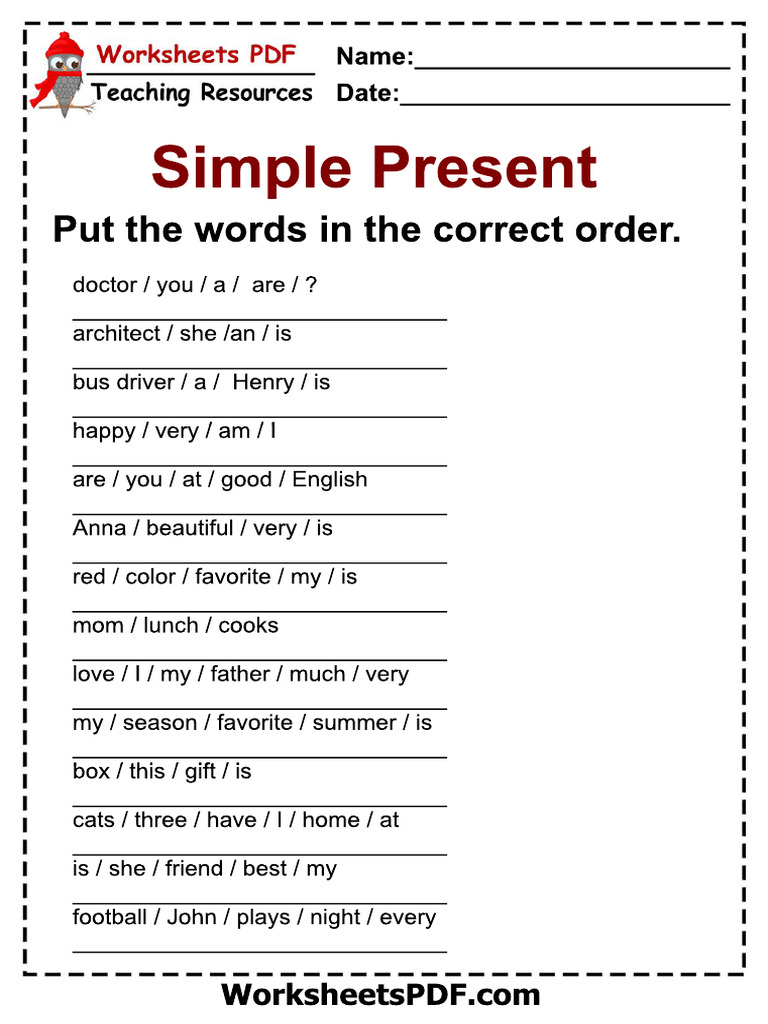 Simple Present Tense Sentences Exercises | PDF
