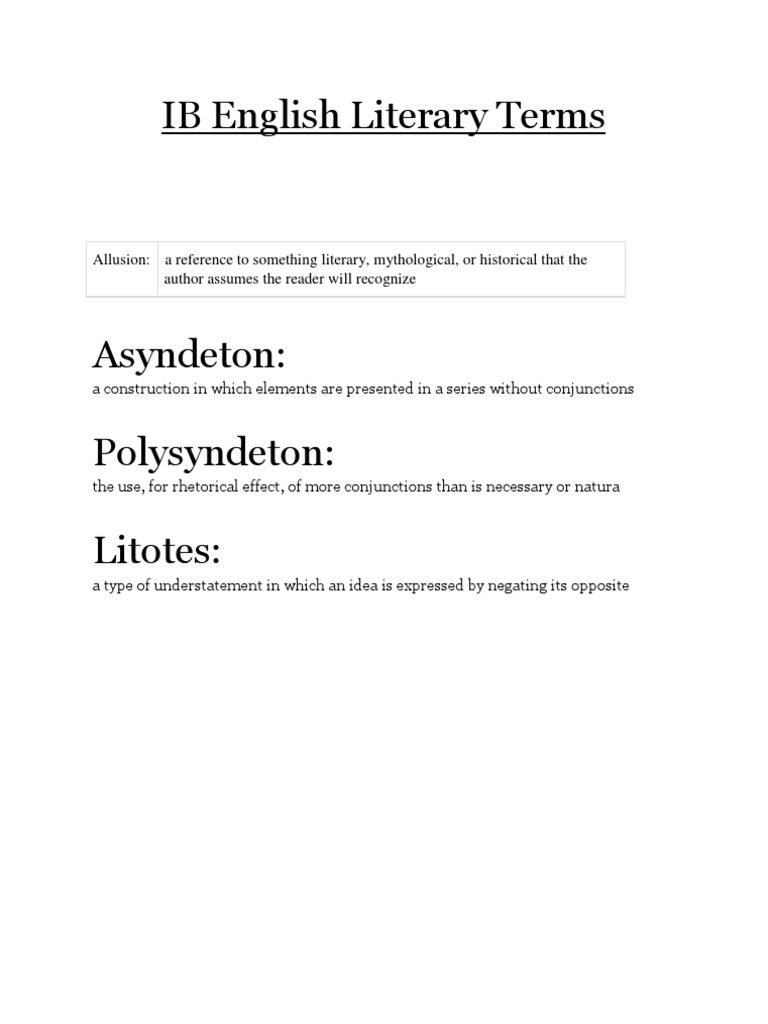 IB English Literary Devices Explained | PDF | Figures Of Speech ...