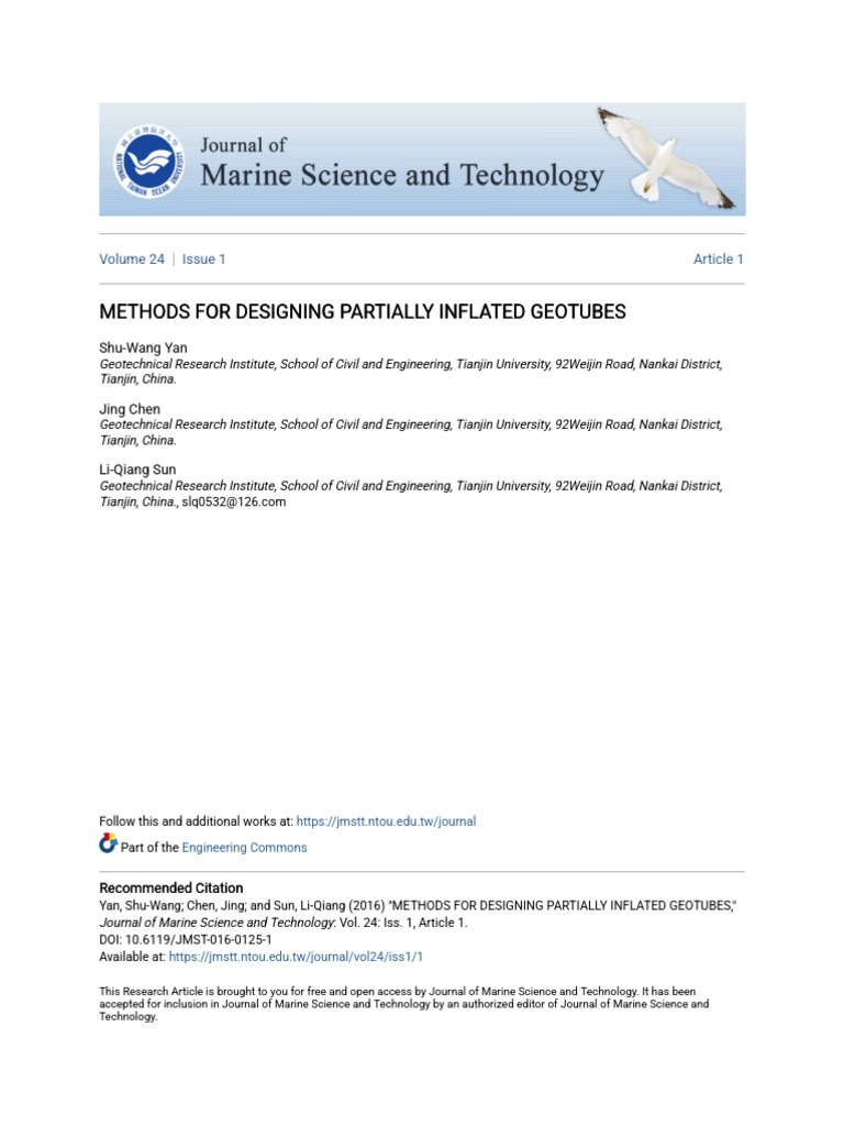 Methods For Designing Partially Inflated Geotubes | PDF | Stress ...