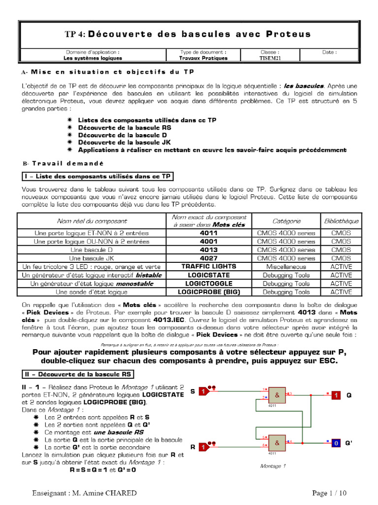 TP 4_ Découverte des bascules avec Proteus | PDF