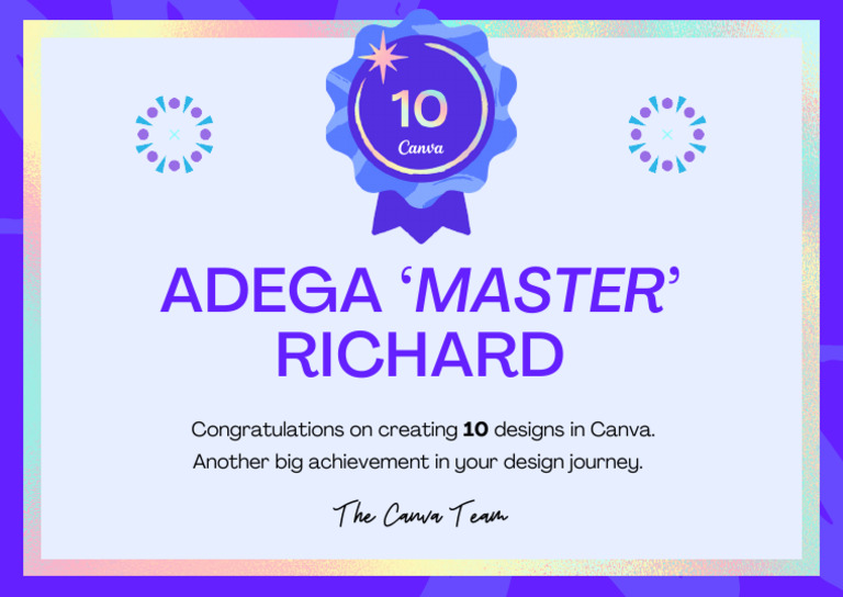Canva 10 Design Milestone Badge | PDF