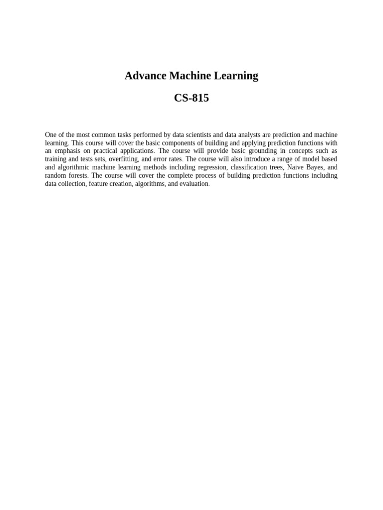 Advance Machine Learning | PDF