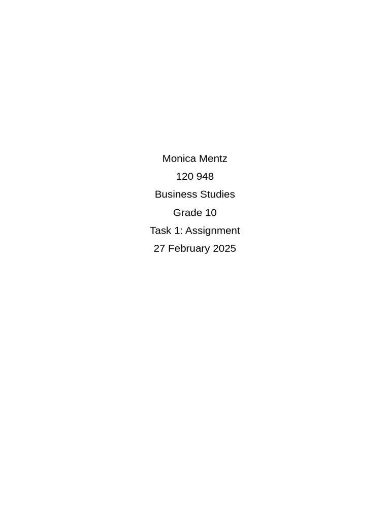 Business Studies Task 1 | PDF | Organizational Structure | Supply Chain