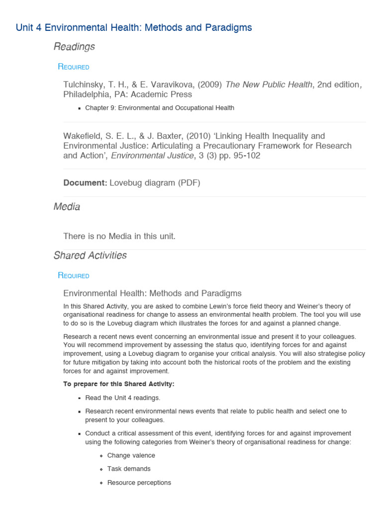 Environmental Health Methods Overview | PDF | Environmental Health ...