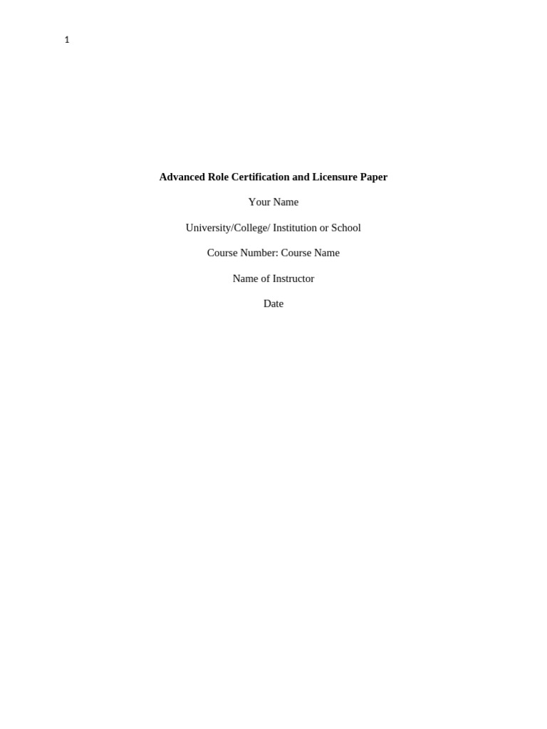Advanced Role Certification and Licensure Paper-Revised | PDF | Nurse ...