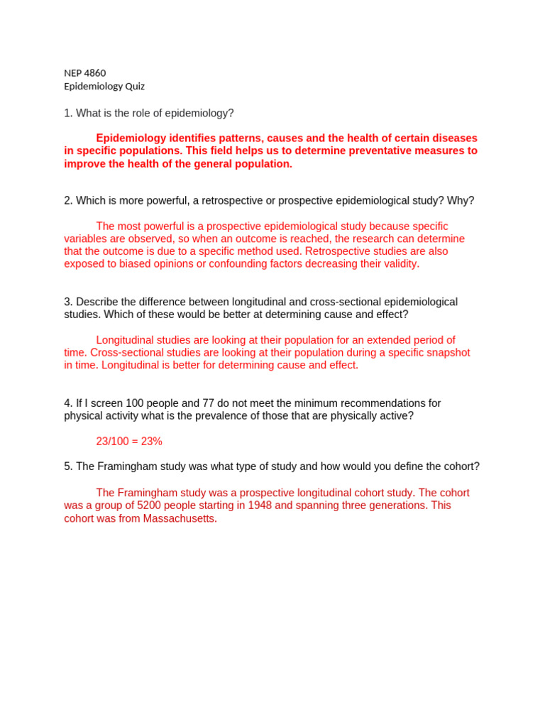 Epidemiology Quiz-1 | PDF