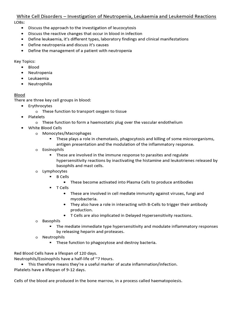 White Cell Disorders | PDF | White Blood Cell | Inflammation