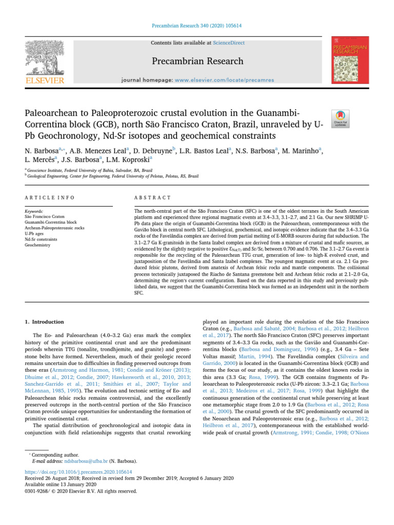 Paleoarchean to Paleoproterozoic crustal evolution in the Guanambi ...