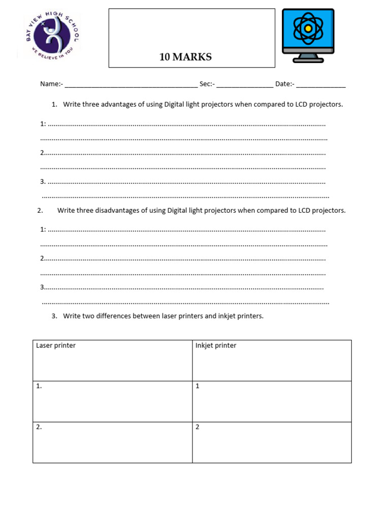 Activity Worksheet Output Devices | PDF | Printer (Computing) | Office ...