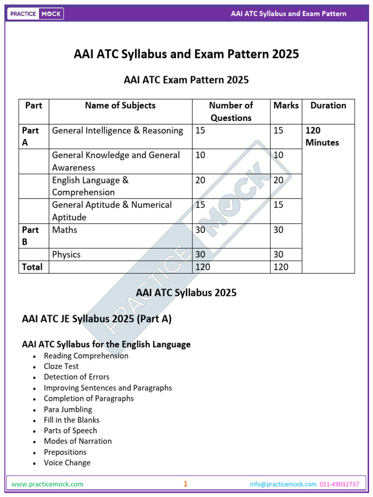 Aai Atc Syllabus and Exam Pattern 2025 | PDF | Physics
