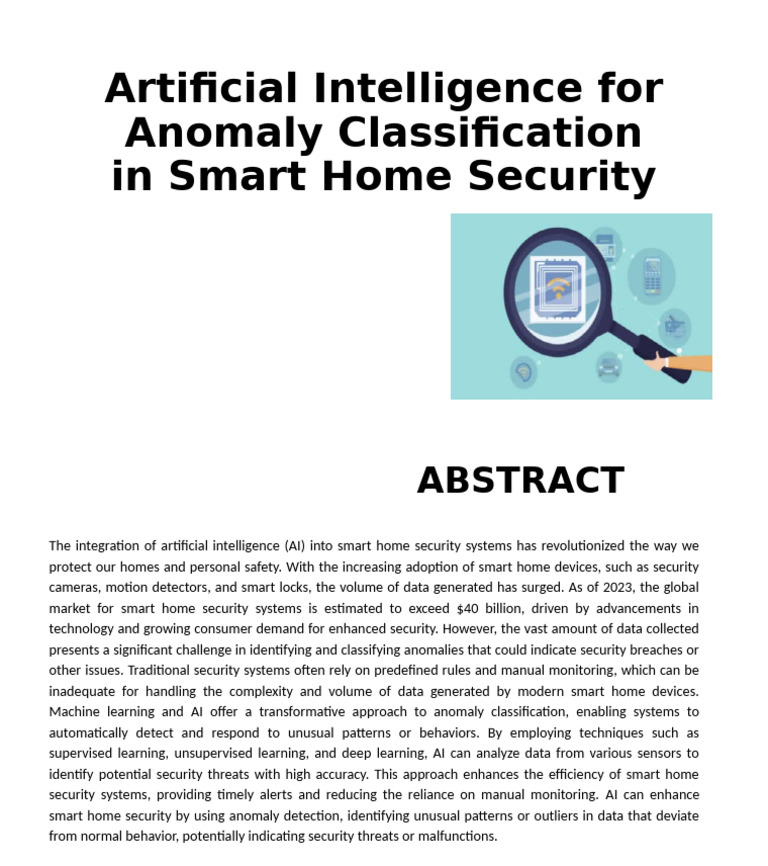 Artificial Intelligence For Anomaly Classification in Smart Home ABSRACT | PDF