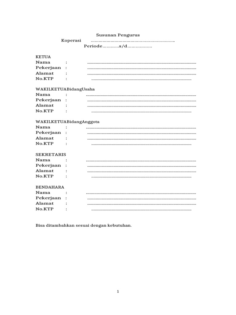 SUSUNAN PENGURUS,PENGAWAS - KTP PENDIRI | PDF