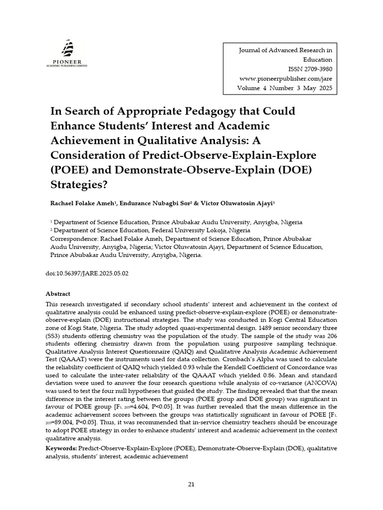 Rachael Folake Ameh, Endurance Nubagbi Sor & Victor Oluwatosin Ajayi ...