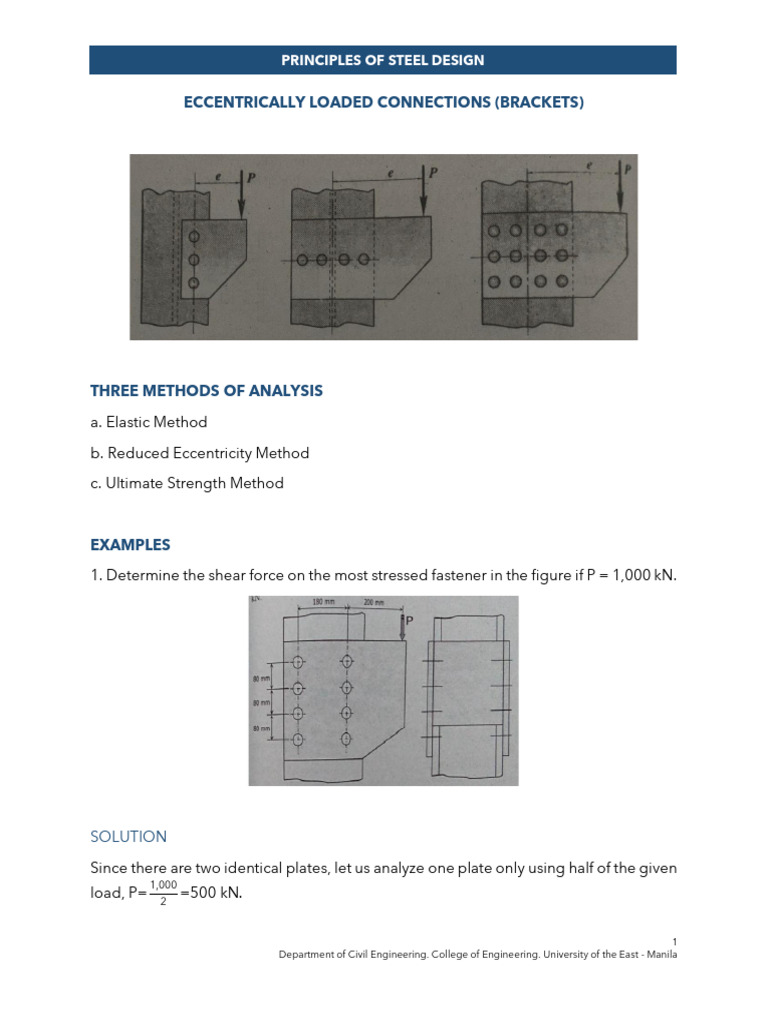 Lesson 6. Eccentrically Loaded Connections Brackets | PDF | Civil Engineering | Mechanics