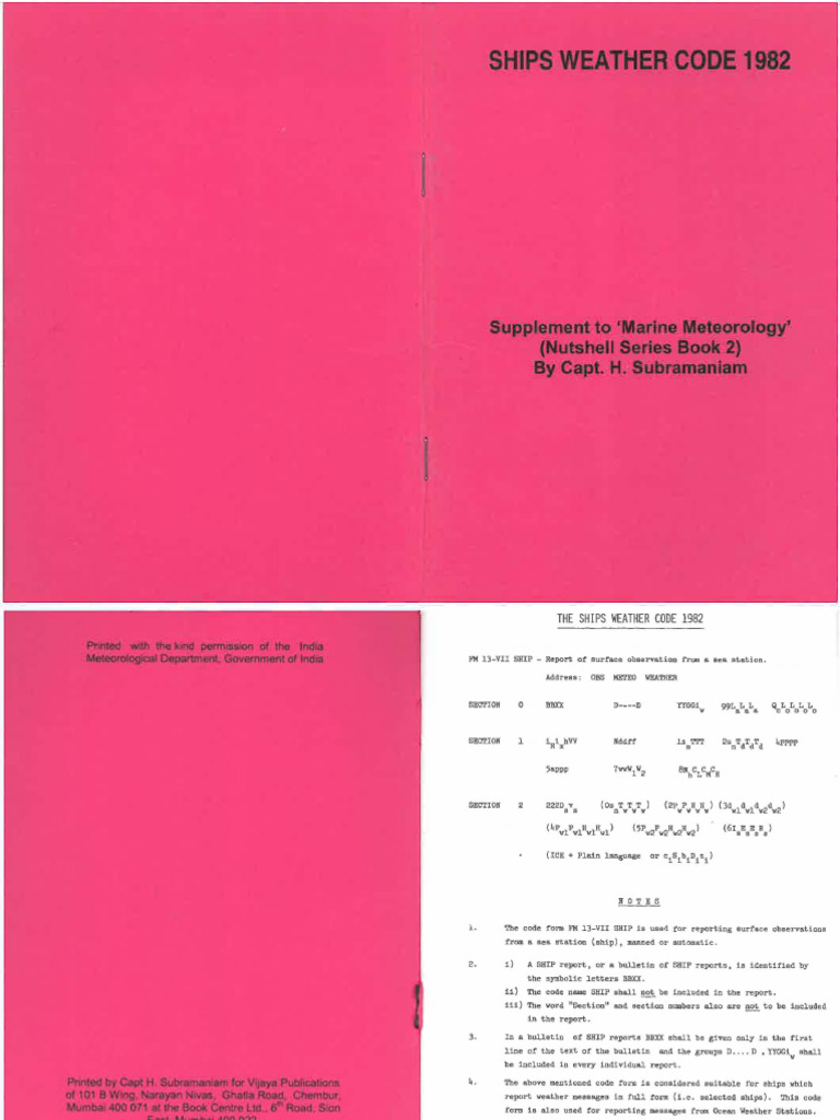 Ship's Weather Code 1982 | PDF | Wind Speed | Meteorological Phenomena