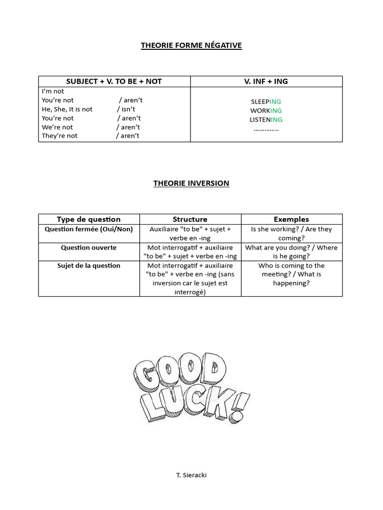 Théorie Forme Négative + Inversion | PDF