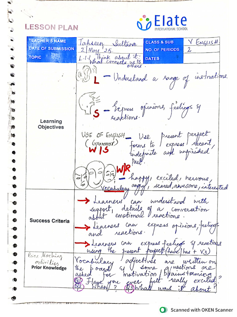 English Cambridge Lesson Plan | PDF