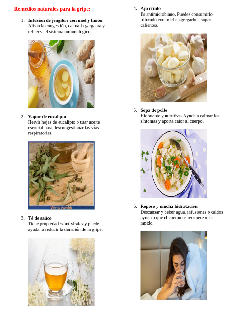 Remedios Naturales para La Gripe | PDF