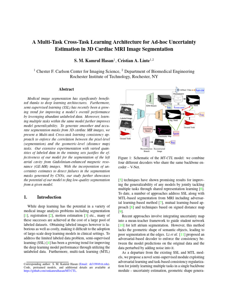 A Multi-Task Cross-Task Learning Architecture for Ad-hoc Uncertainty Estimation in 3D Cardiac ...