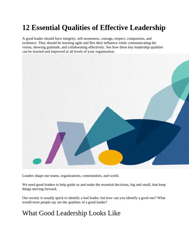 12 Key Traits of Effective Leaders | PDF | Mentorship | Leadership