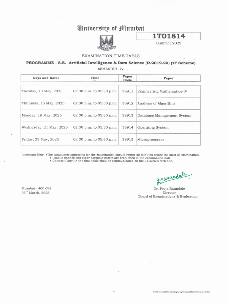 1T01814 S.E. Artificial Intelligence Data Science Sem IV | PDF
