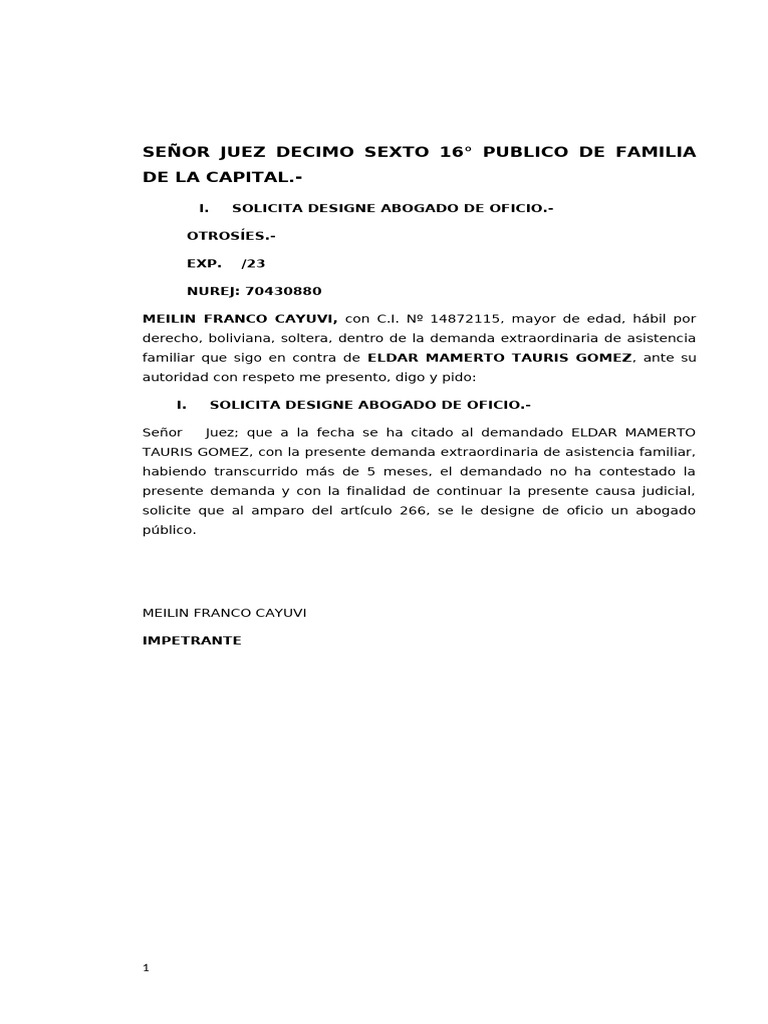 Solicita Abogado de Oficio | PDF