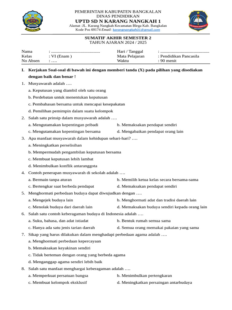 Sas Pendidikan Pancasila 6 Genap | PDF