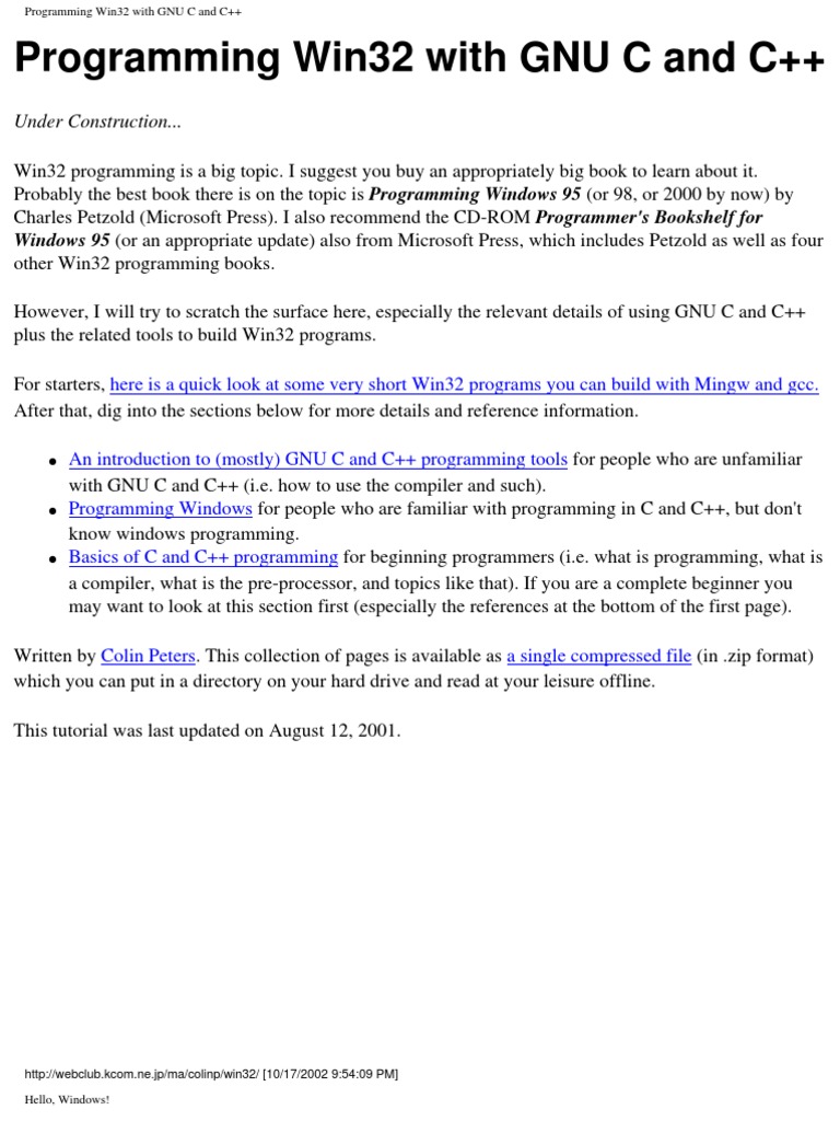 Programming Win32 With Gnu C and C | PDF | Variable (Computer Science ...