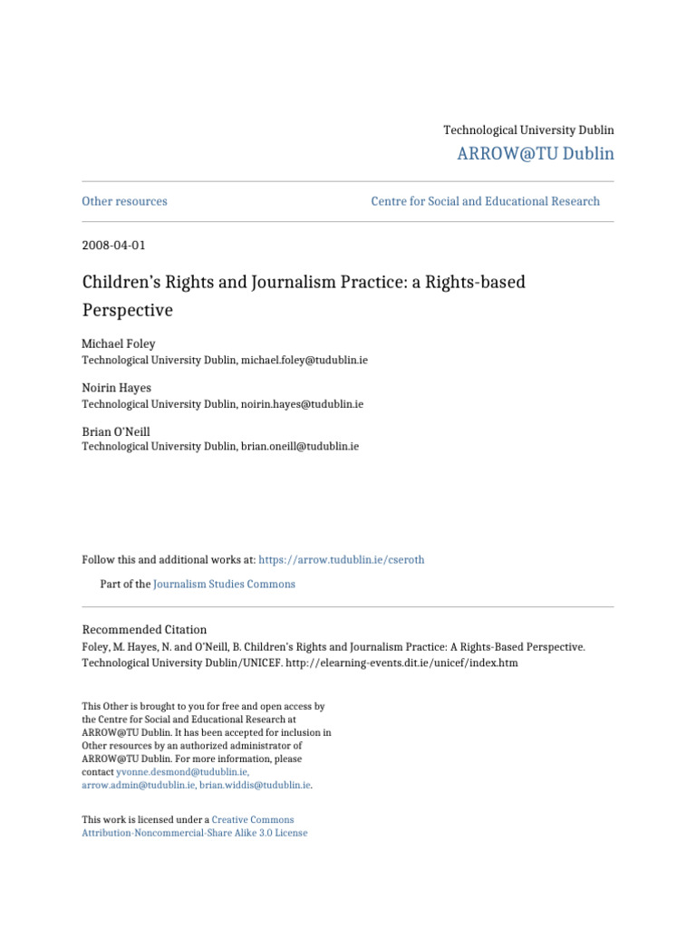 Children S Rights and Journalism Practice A Rights-Based Perspec | PDF ...